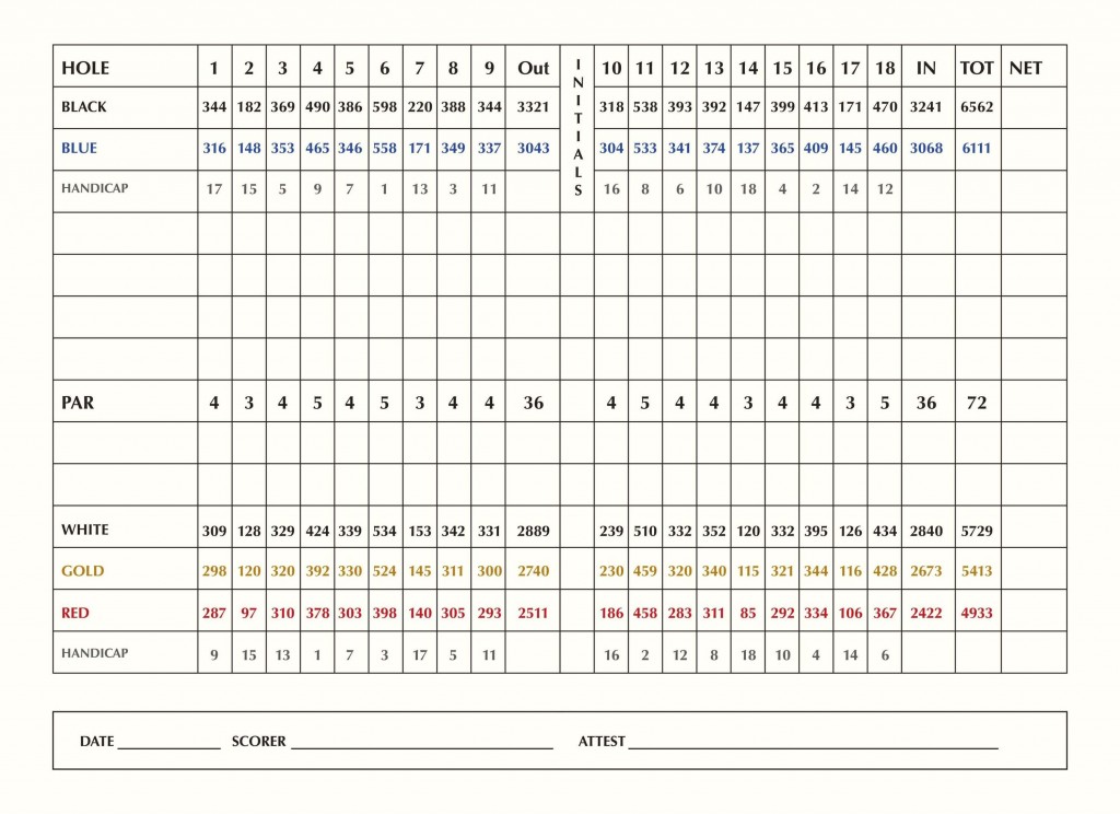Scorecard - Stonegate Golf Club
